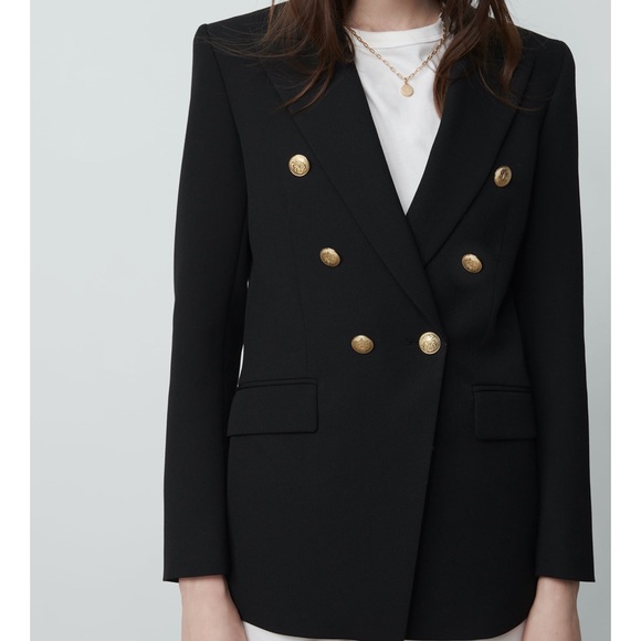 Zara | Jackets & Coats | Zara Double Breasted Blazer Balmain Style ...